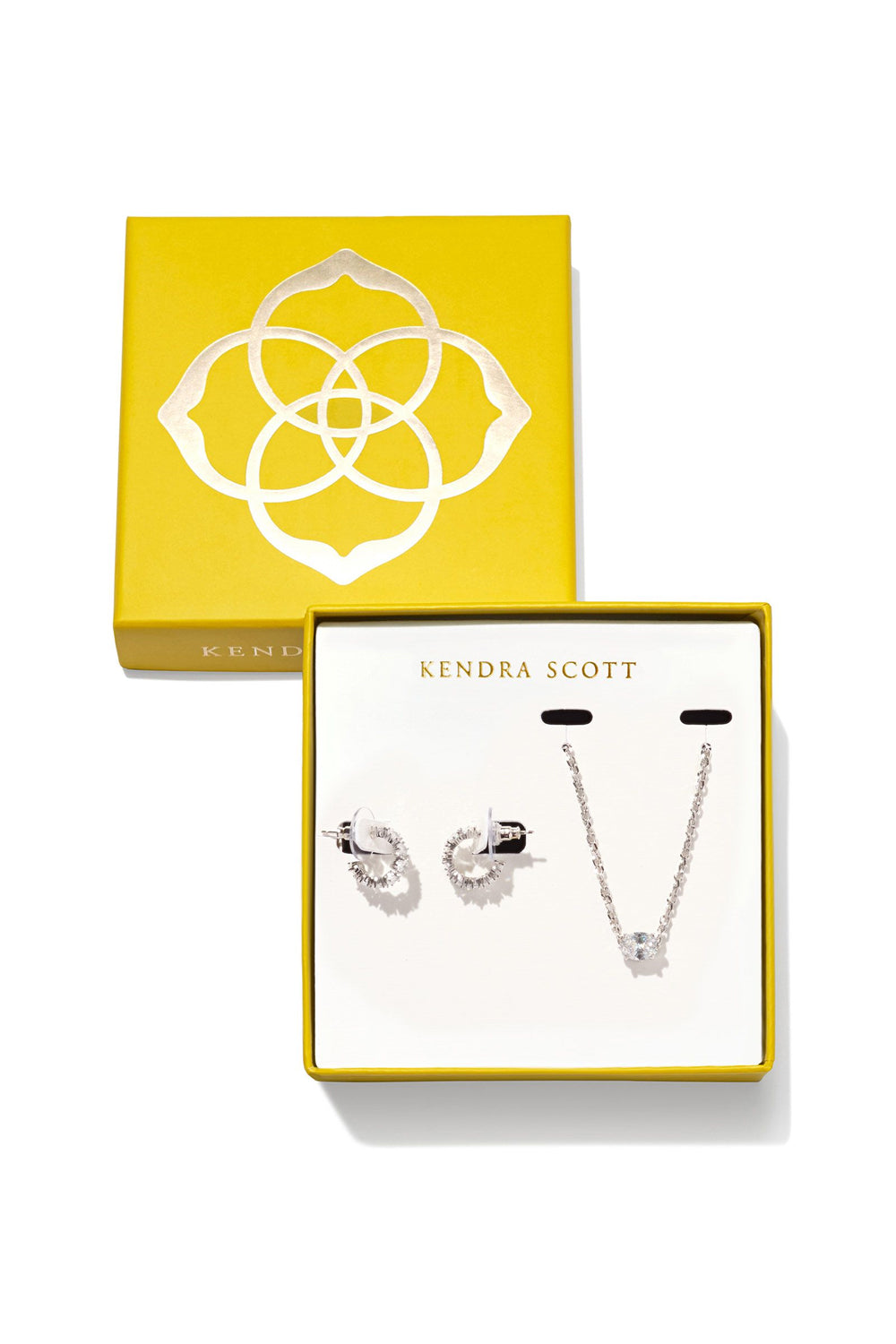 Kendra Scott Cailin Crystal Gift Set Silver White Crystal Makk Fashions